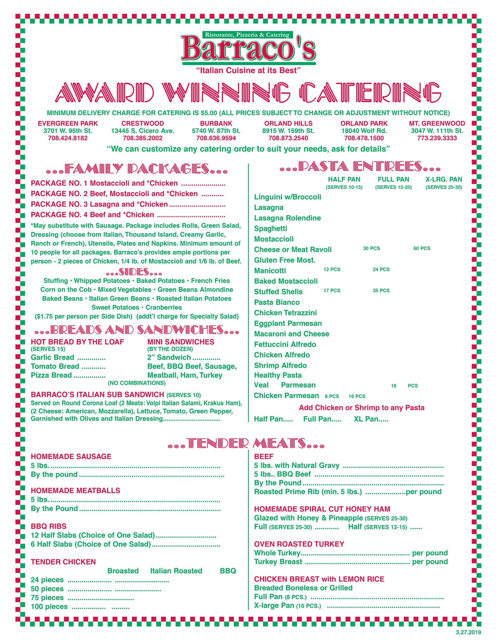 Catering – Barraco’s Restaurante, Pizzaria & Catering